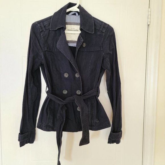 Abercrombie & Fitch | Jackets & Coats | Abercrombie Fitch Short Trench Coat Small Navy Blue ...